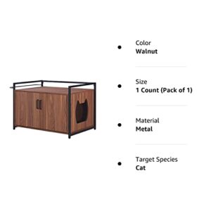 unipaws Cat Litter Box Enclosure with Metal Frame, Privacy Cat Washroom Bench, Litter Box Hidden, Pet Crate with Iron and Wood Sturdy Structure, Cat House Nightstand