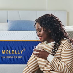 Molblly Queen Mattress, 10 Inch Cooling-Gel Memory Foam Mattress Bed in a Box,Cool Queen Bed Supportive & Pressure Relief with Breathable Soft Fabric Cover,Premium