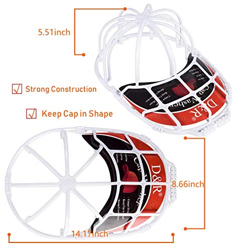 Der Rose 3 Pack Hat Washer Baseball Hat Cleaner Cap Washer Hat Washing Cage Holder Frame for Washing Machine (White hat washer 3pcs)