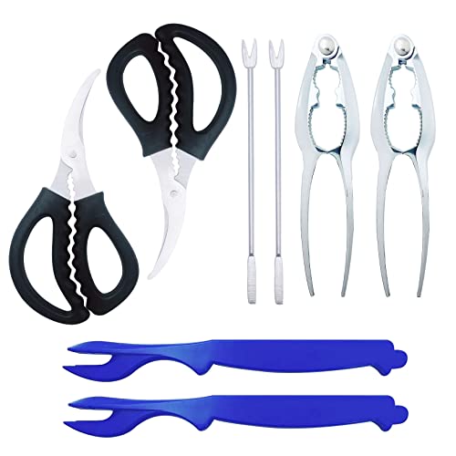 Luckkyme Seafood Tools, Lobster Crab Crackers Lobster Shellers Seafood Forks Seafood Forks(8 Pieces)