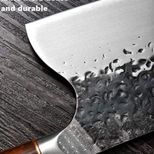 Smith Chu Handmade Forged Serbian Meat Cleaver Knife with Sheath Chef's knvies Full Tang Butcher Knife Outdoor Meat Vegetable Cleaver for Family, BBQ or Camping