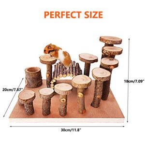 Wooden Hamster Platform Toy Chinchilla Activity Playground Stand Ladder Guinea Pigs Hideout Set Bridge Ramps Chew Toys for Mouse Dwarf Hamster Gerbil Rat Sugar Glider Syrian Hamster Small Animals