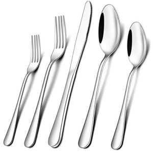 wildone 20-piece silverware set, stainless steel flatware cutlery set service for 4, tableware eating utensils include knife/fork/spoon, mirror polished, dishwasher safe