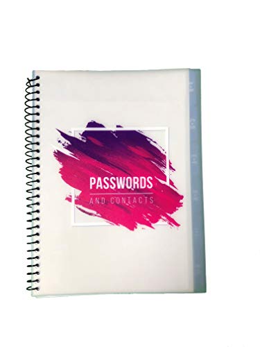 RE-FOCUS Password Book with Alphabetical Tabs 10"x7.6" Spiral Bound Credentials keeper Saves All Internet Login Details (Pink)