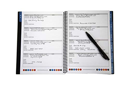 RE-FOCUS Password Book with Alphabetical Tabs 10"x7.6" Spiral Bound Credentials keeper Saves All Internet Login Details (Pink)