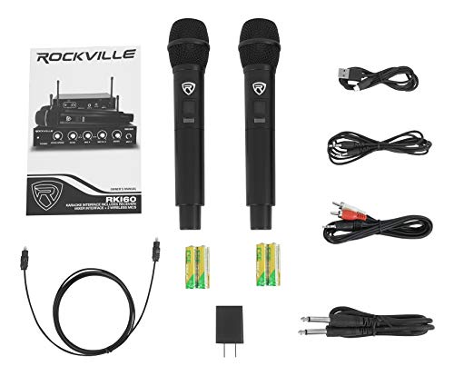 Rockville Hybrid Home Theater Karaoke Machine System w/8" Sub+(2) Wireless Mics