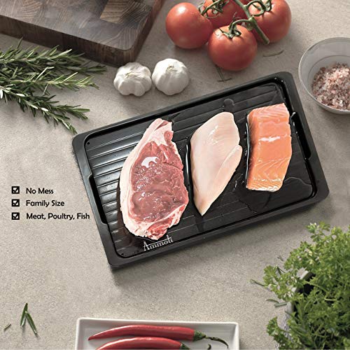 AMMOTI Fast Defrosting Tray | Thawing Plate for Defrosting Frozen Food Faster | Thaw Master with Drip Tray| Eco-Friendly Rapid Defroster