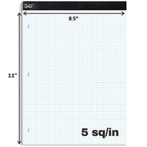 Mr. Pen- Engineering Paper Pad, Graph Paper, 5x5 (5 Squares per inch), 8.5"x11", 55 Sheets, 3-Hole Punched, Engineering Pad, Grid Paper, Graphing Paper, Computation Pads, Drafting Pad, Blueprint Paper