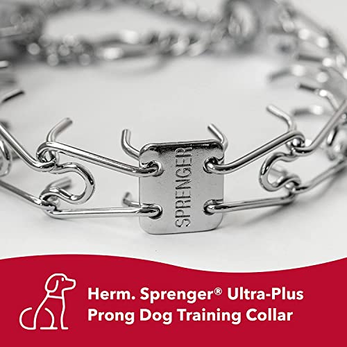 Herm SPRENGER Ultra-Plus Prong Dog Training Collar, 2.25 mm x 13" Neck Size, 2.25 mm x 16" Chain Length, Steel Chrome Plated Dog Prong Collar, Pinch Collar for Dogs, Dog Correction Collar