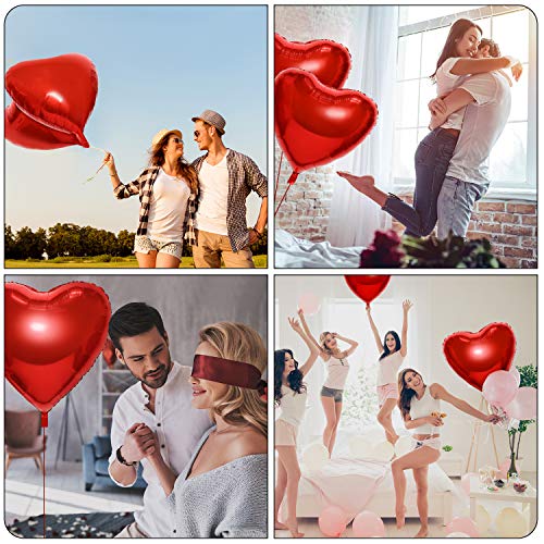 4 Pieces 32 Inches Large Heart Shaped Balloons Huge Red Foil Balloons Valentine's Day Love Balloons for Wedding Engagement Anniversary Party Favor Decorations