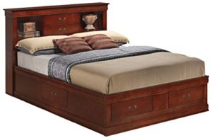 glory furniture king storage bed, cherry