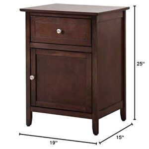 Glory Furniture 1 Drawer /1 Door Nightstand, Cappuccino