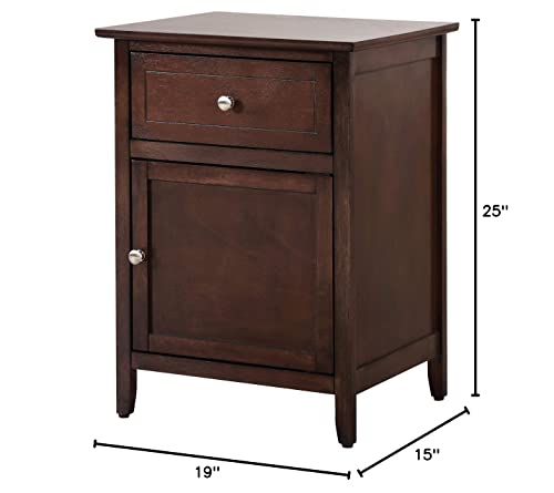 Glory Furniture 1 Drawer /1 Door Nightstand, Cappuccino