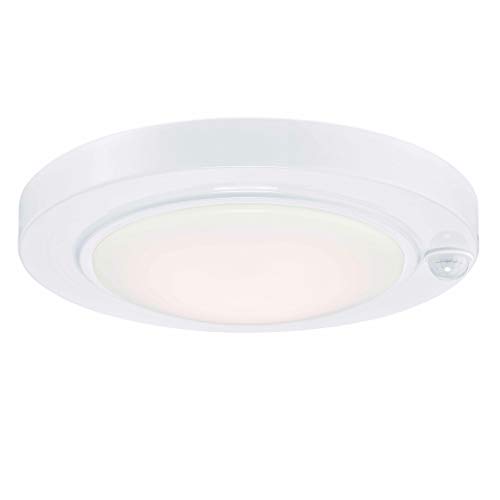 GRUENLICH LED Motion Sensor Flush Mount Ceiling Lighting Fixture, 10.25 Inch 14.5W 1100 Lumen, Metal Housing, ETL Rated, White Finish-5000K