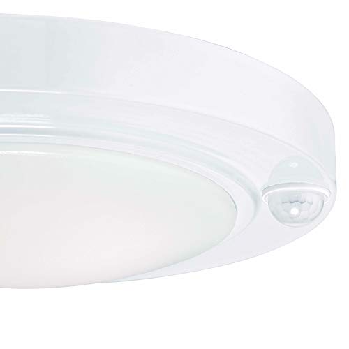 GRUENLICH LED Motion Sensor Flush Mount Ceiling Lighting Fixture, 10.25 Inch 14.5W 1100 Lumen, Metal Housing, ETL Rated, White Finish-5000K