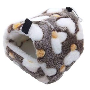 Vedem Small Animal Fleece Cave Bed Hideout Cage Hanging Hammock Warm Bed for Hamsters Guinea-Pigs Chinchillas Sugar Gliders (L, Coffee-Heart)