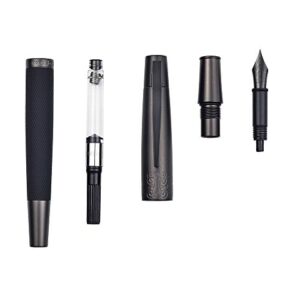 Hongdian 6013 Matte Black Fountain Pen Titanium Black Extra Fine Nib with Metal Gift Box Set