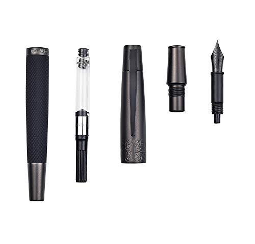 Hongdian 6013 Matte Black Fountain Pen Titanium Black Extra Fine Nib with Metal Gift Box Set