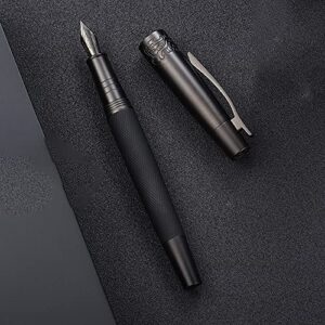 Hongdian 6013 Matte Black Fountain Pen Titanium Black Extra Fine Nib with Metal Gift Box Set