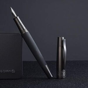 Hongdian 6013 Matte Black Fountain Pen Titanium Black Extra Fine Nib with Metal Gift Box Set