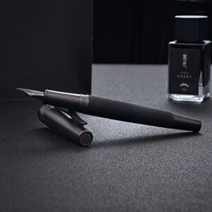 Hongdian 6013 Matte Black Fountain Pen Titanium Black Extra Fine Nib with Metal Gift Box Set