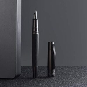 Hongdian 6013 Matte Black Fountain Pen Titanium Black Extra Fine Nib with Metal Gift Box Set