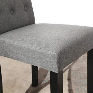 LSSBOUGHT Button-Tufted Upholstered Fabric Dining Chairs with Solid Wood Legs, Set of 4 (Gray)