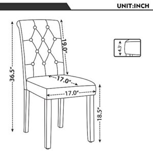 LSSBOUGHT Button-Tufted Upholstered Fabric Dining Chairs with Solid Wood Legs, Set of 4 (Gray)