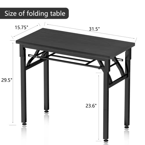 YJHome Folding Table Small Computer Desk Writing Foldable Work Desk Portable No Assembly Required for Small Spaces Home Office School Bedroom, Black