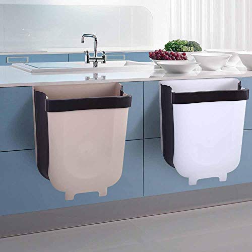 Perfuw Folding Waste Bin, Kitchen Hanging Trash Can, Collapsible Trash Bin for Kitchen Cabinet Door, Creative Wall Mounted Waste Bin for Bathroom & Car, Portable Home Garbage Storage Bucket