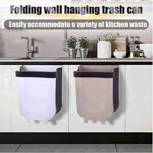 Perfuw Folding Waste Bin, Kitchen Hanging Trash Can, Collapsible Trash Bin for Kitchen Cabinet Door, Creative Wall Mounted Waste Bin for Bathroom & Car, Portable Home Garbage Storage Bucket