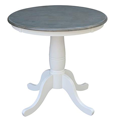 IC International Concepts Round Top Pedestal Dining Table, 30", White/Heather Gray