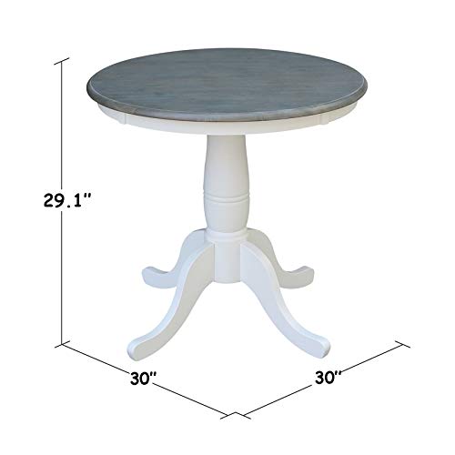 IC International Concepts Round Top Pedestal Dining Table, 30", White/Heather Gray