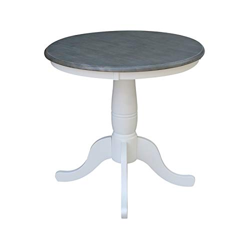 IC International Concepts Round Top Pedestal Dining Table, 30", White/Heather Gray