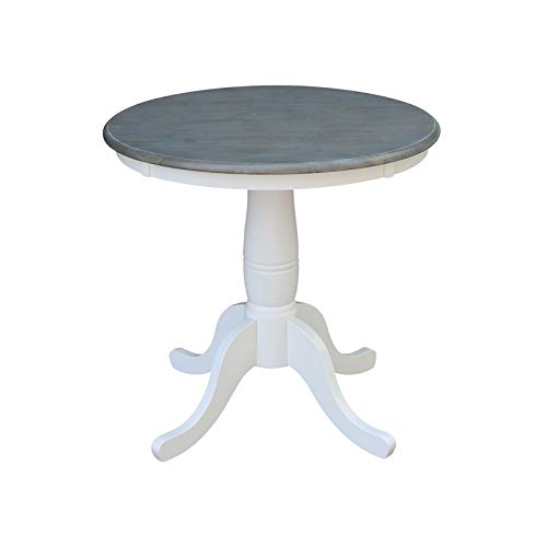 IC International Concepts Round Top Pedestal Dining Table, 30", White/Heather Gray