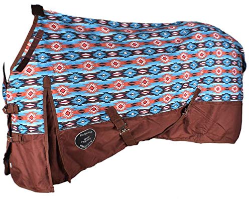 Showman Orange and Turquoise Southwest Print 1200D Turnout Blanket 300gm (80)