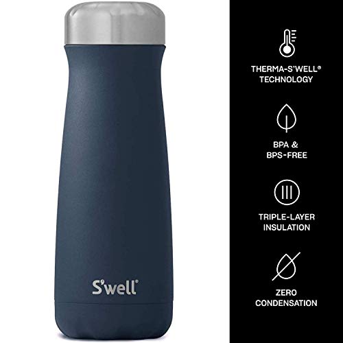 S'well Stainless Steel Traveler - 20 Fl Oz - Azurite - Triple-Layered Vacuum-Insulated Travel Mug Keeps Coffee, Tea and Drinks Cold for 36 Hours and Hot for 15- BPA-Free Water Bottle