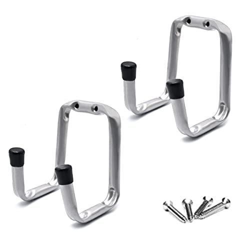 2 PCS Heavy Duty Utility Hook with Double Head Garage Storage Hanger Wall Mount Storage Holder Hanging Organizer Perfect for Ladders Folding Chairs Surf Boards Fishing Poles Garden Tools