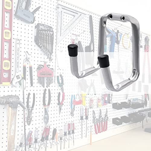 2 PCS Heavy Duty Utility Hook with Double Head Garage Storage Hanger Wall Mount Storage Holder Hanging Organizer Perfect for Ladders Folding Chairs Surf Boards Fishing Poles Garden Tools