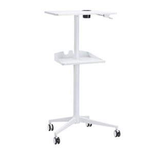 Safco Products 1944WH VUM Pneumatic Height-Adjustable Stand-Up Mobile Laptop Computer Workstation, Mobile Computer Cart, 22.875" D x 30.75" W x 48.25" H