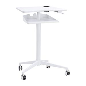 Safco Products 1944WH VUM Pneumatic Height-Adjustable Stand-Up Mobile Laptop Computer Workstation, Mobile Computer Cart, 22.875" D x 30.75" W x 48.25" H