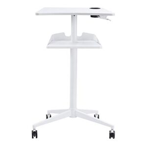 Safco Products 1944WH VUM Pneumatic Height-Adjustable Stand-Up Mobile Laptop Computer Workstation, Mobile Computer Cart, 22.875" D x 30.75" W x 48.25" H