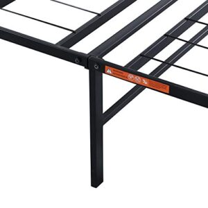 Olee Sleep 14 Inch Foldable Dura Metal Platform Bed Frame, Full Size, Comfort Base Bed Frame, Height for Under-Bed Storage, Black