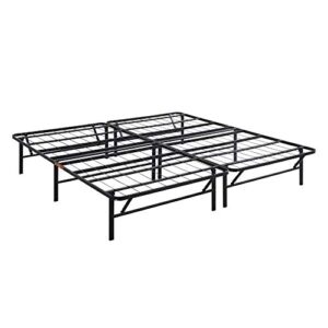 Olee Sleep 14 Inch Foldable Dura Metal Platform Bed Frame, Full Size, Comfort Base Bed Frame, Height for Under-Bed Storage, Black