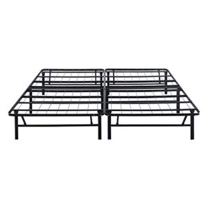 Olee Sleep 14 Inch Foldable Dura Metal Platform Bed Frame, Full Size, Comfort Base Bed Frame, Height for Under-Bed Storage, Black