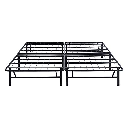 Olee Sleep 14 Inch Foldable Dura Metal Platform Bed Frame, Full Size, Comfort Base Bed Frame, Height for Under-Bed Storage, Black