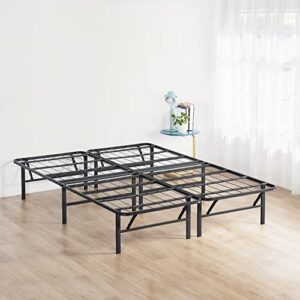 Olee Sleep 14 Inch Foldable Dura Metal Platform Bed Frame, Full Size, Comfort Base Bed Frame, Height for Under-Bed Storage, Black