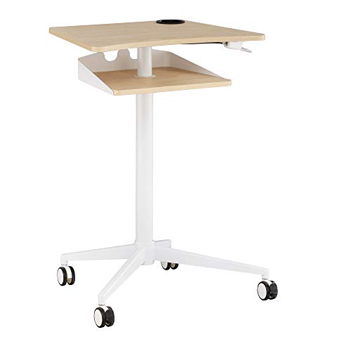 Safco Products 1944NA VUM Pneumatic Height-Adjustable Stand-Up Mobile Laptop Computer Workstation, Mobile Computer Cart, 22.875" D x 30.75" W x 48.25" H