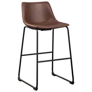 Signature Design by Ashley Centiar Urban Industrial 28.75" Pub Height Bucket Seat Barstool, 2 Count, Brown