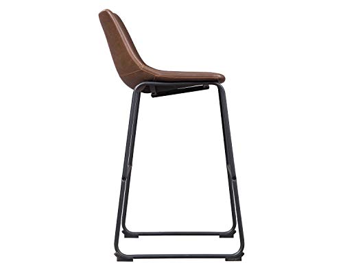 Signature Design by Ashley Centiar Urban Industrial 28.75" Pub Height Bucket Seat Barstool, 2 Count, Brown